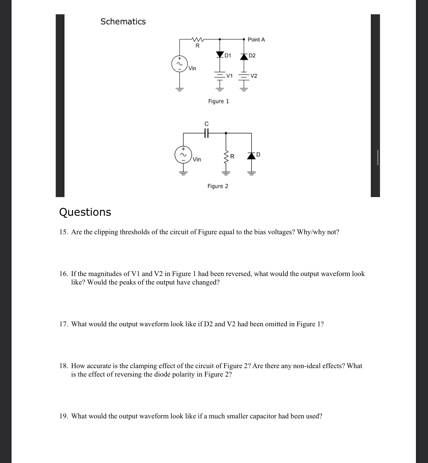 Solved SchıQuestions15. ﻿Are the clipping thresholds of the | Chegg.com