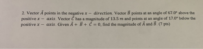 Solved 2. Vector A points in the negative x - direction. | Chegg.com
