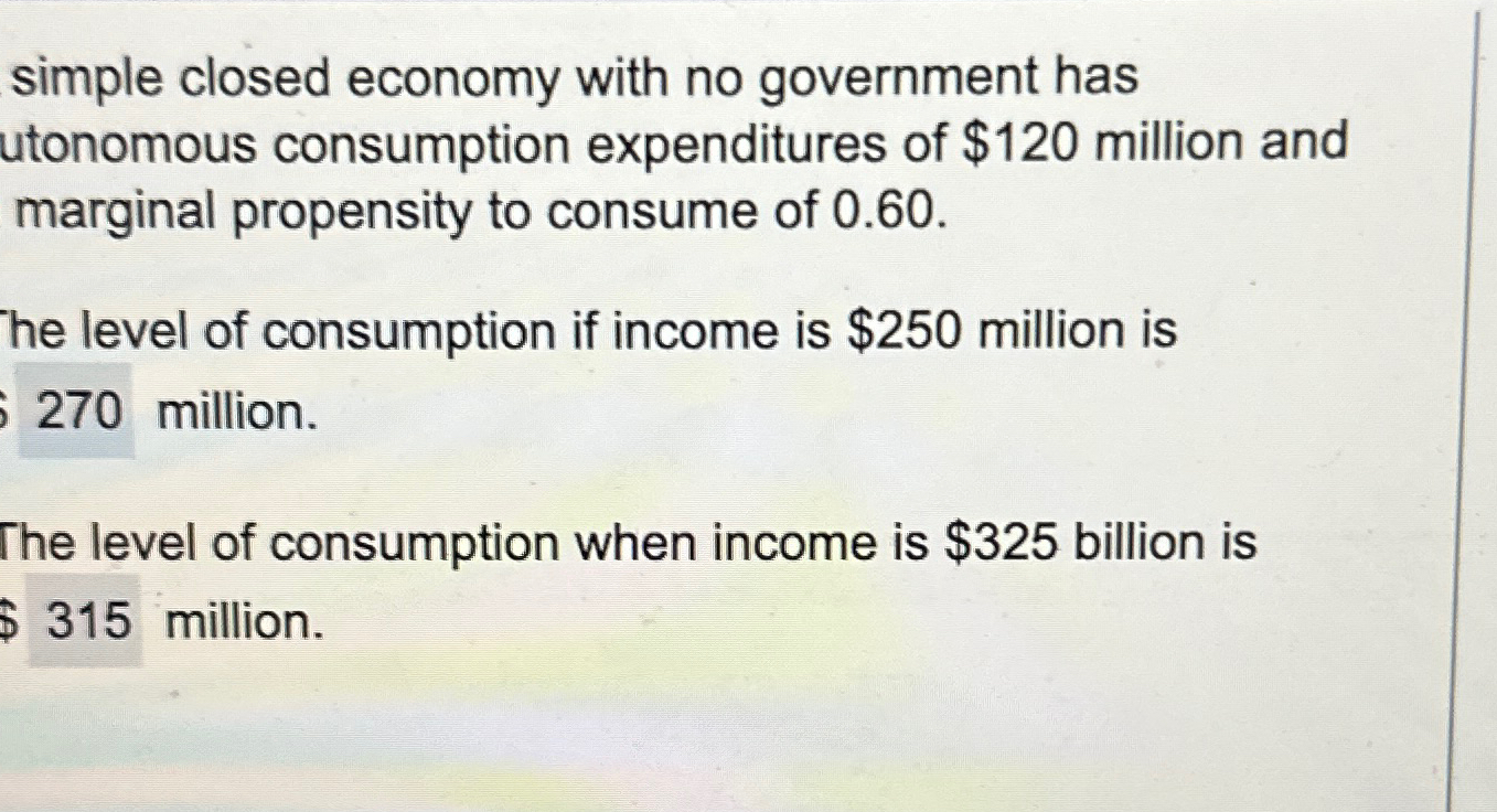 Solved simple closed economy with no government has | Chegg.com
