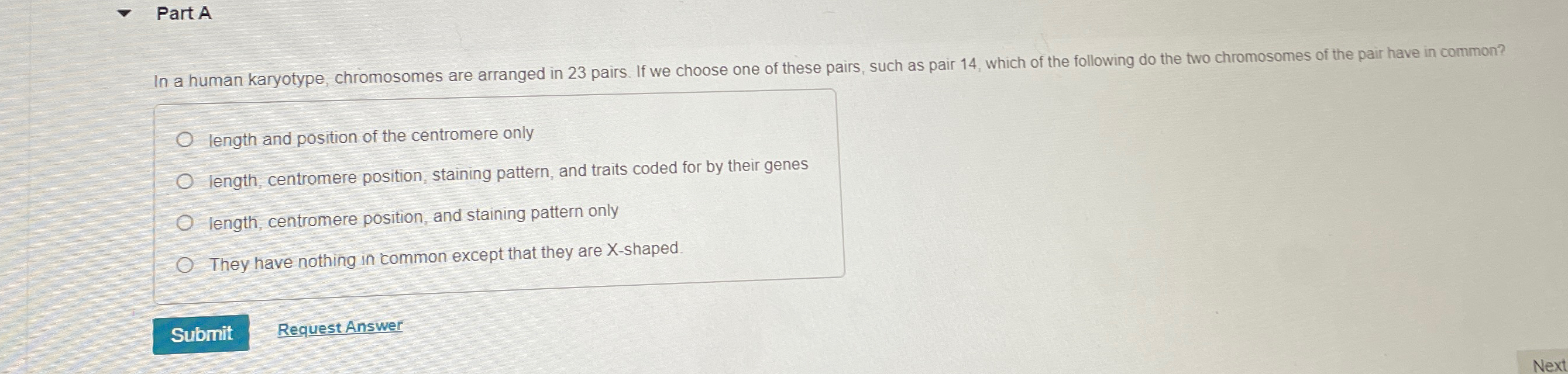 Solved Part A length and position of the centromere | Chegg.com