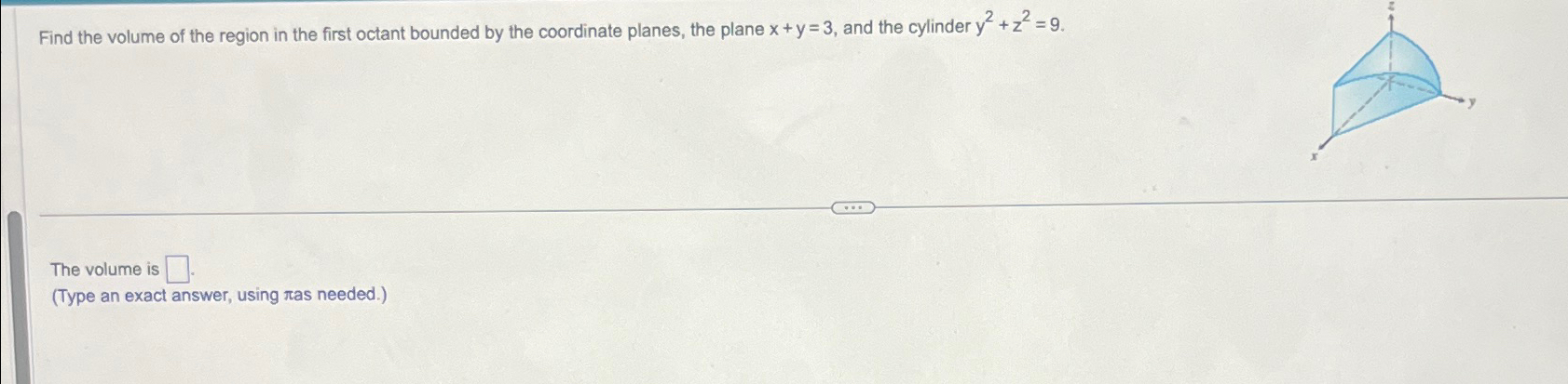 Solved Find the volume of the region in the first octant | Chegg.com