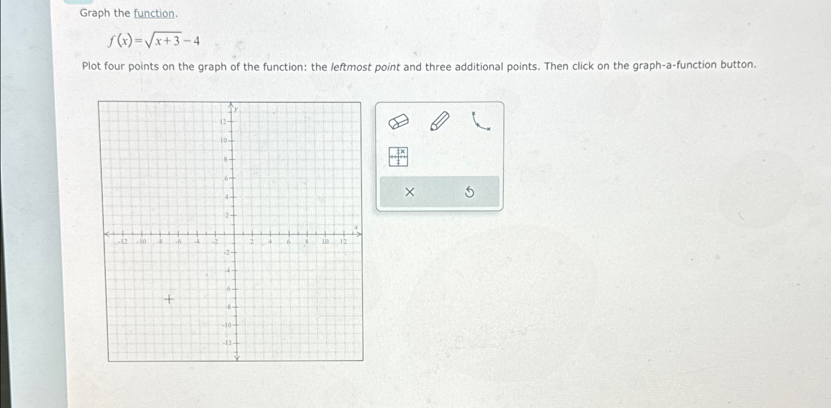 Solved Graph the function.f(x)=x+32-4Plot four points on the | Chegg.com
