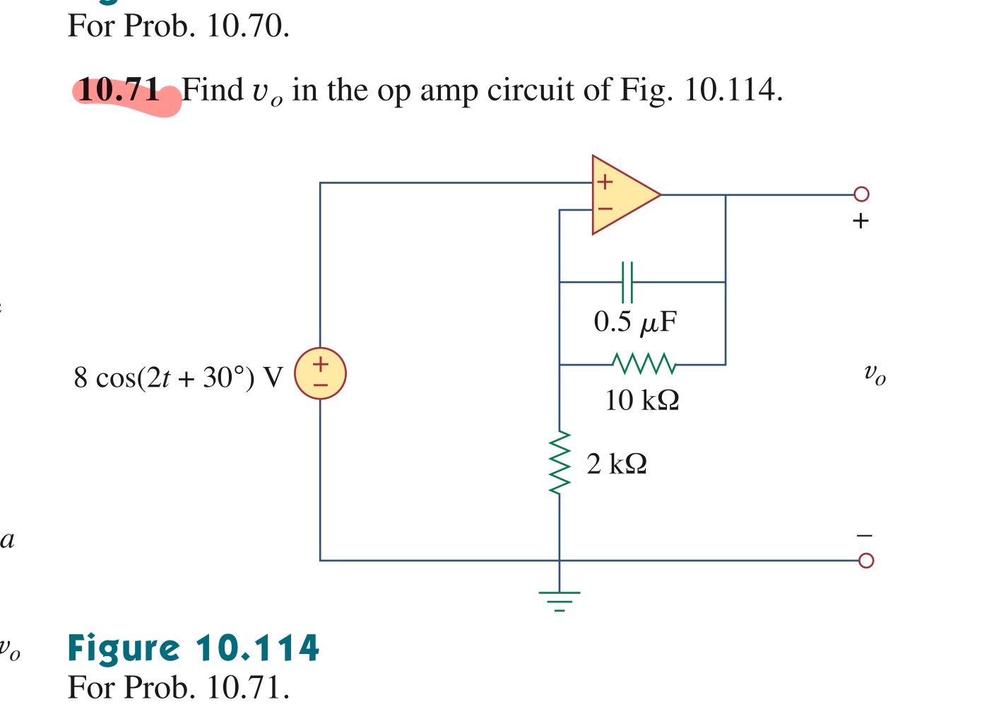 Solved For Prob. 10.70.10.71 ﻿Find vo ﻿in the op amp circuit | Chegg.com