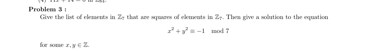 Solved Problem 3:Give the list of elements in Z7 ﻿that are | Chegg.com