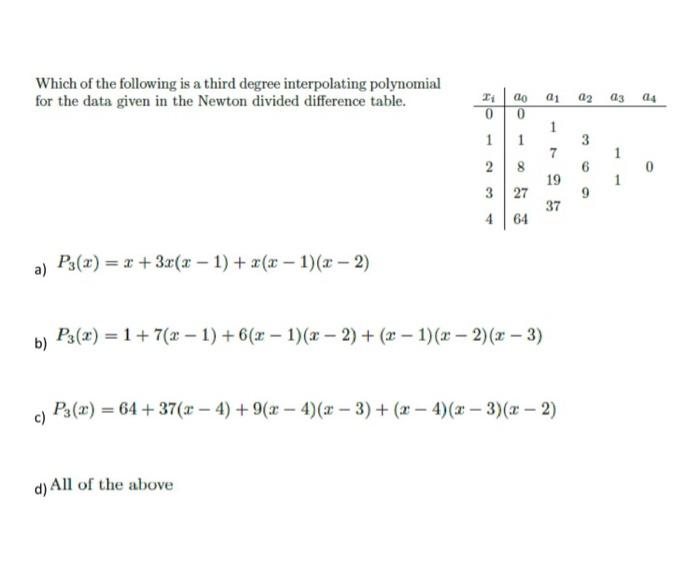 Solved Which of the following is a third degree | Chegg.com