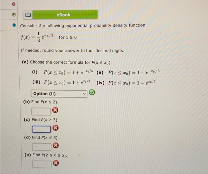 Solved Consider the following exponential probability | Chegg.com