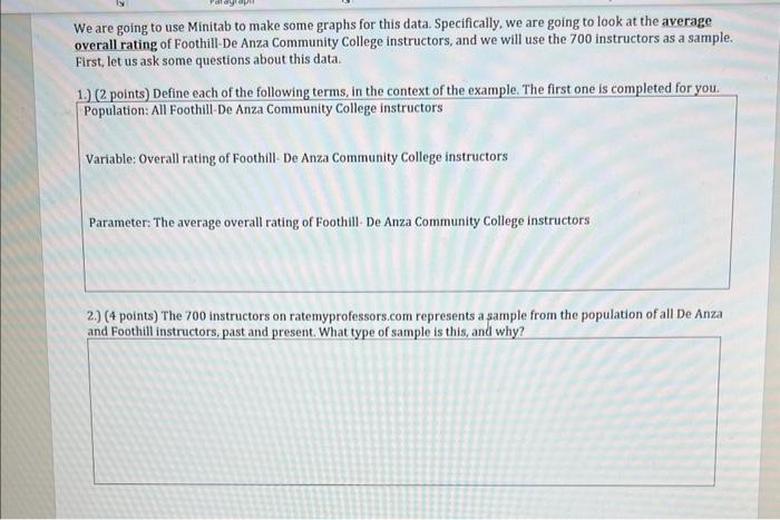 Solved We are going to use Minitab to make some graphs for | Chegg.com