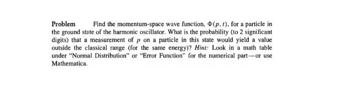 Solved Problem Find The Momentum Space Wave Function
