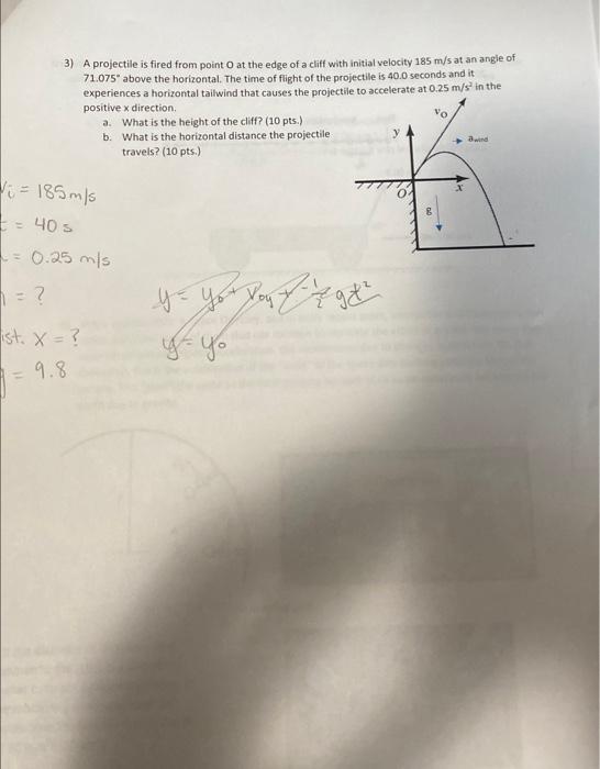 Solved A projectile is fired from point O at the edge of a | Chegg.com