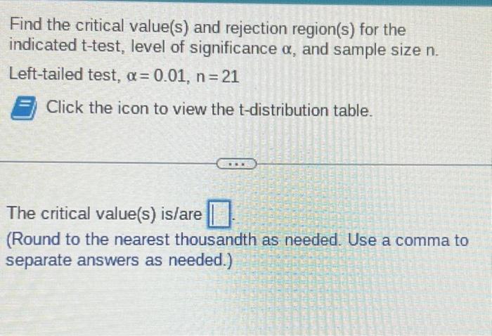 Solved Find the critical value(s) and rejection region(s) | Chegg.com