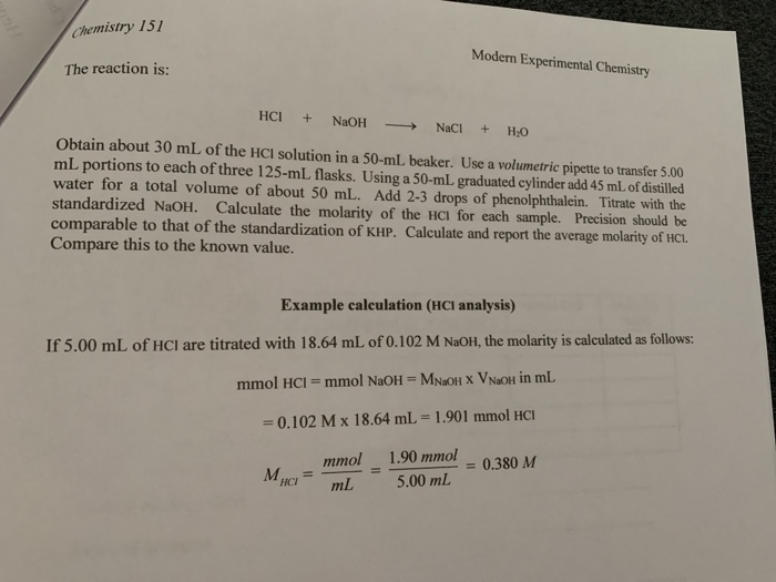 Solved chem titrations this first photo is the info of the | Chegg.com