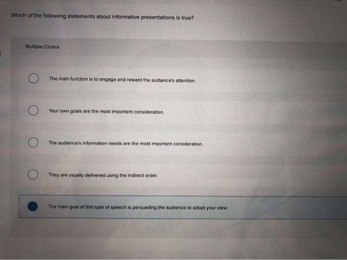 Solved Which of the following statements about informative | Chegg.com