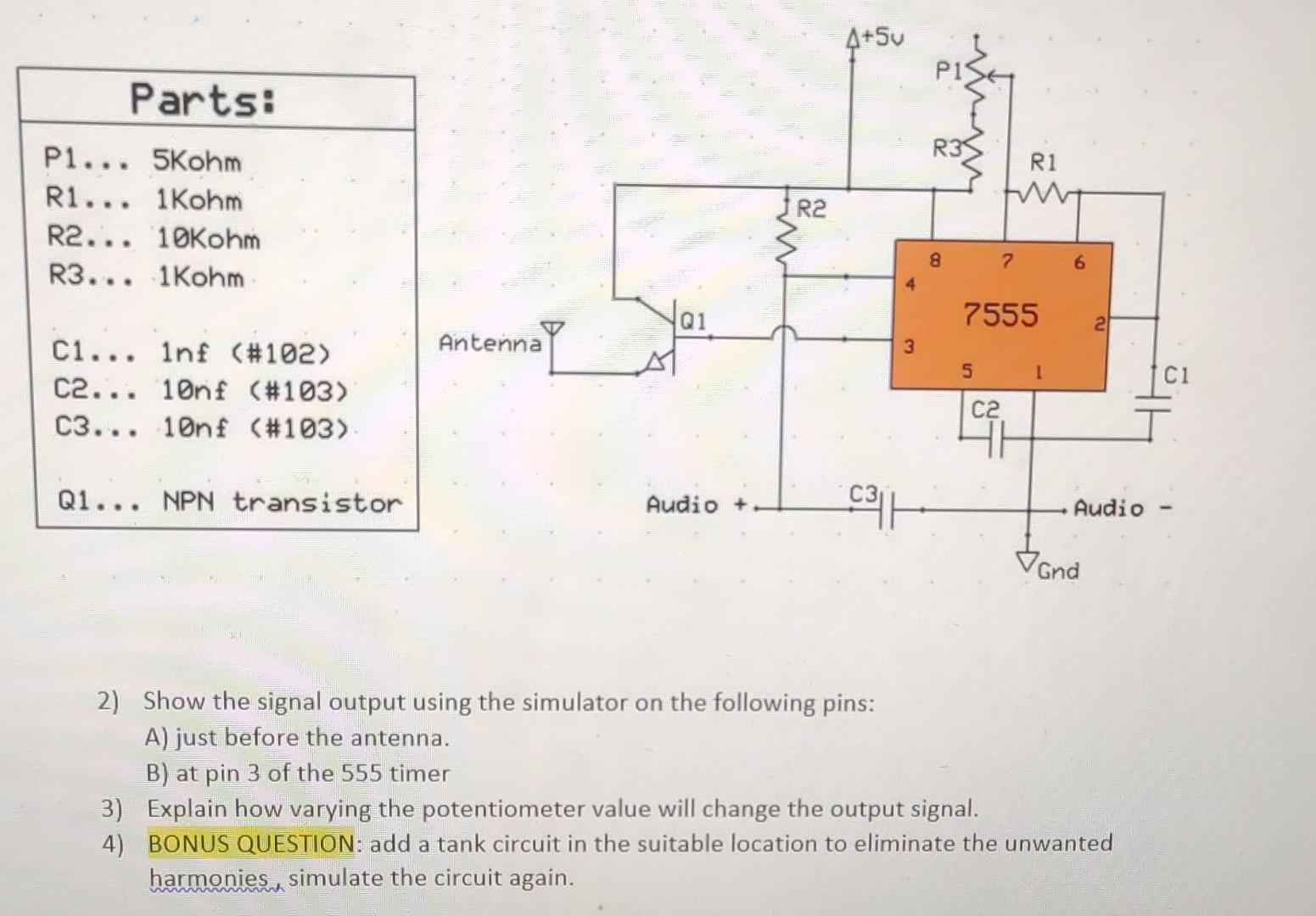 Solved Fabrication and Simulation of a device that uses 555 | Chegg.com