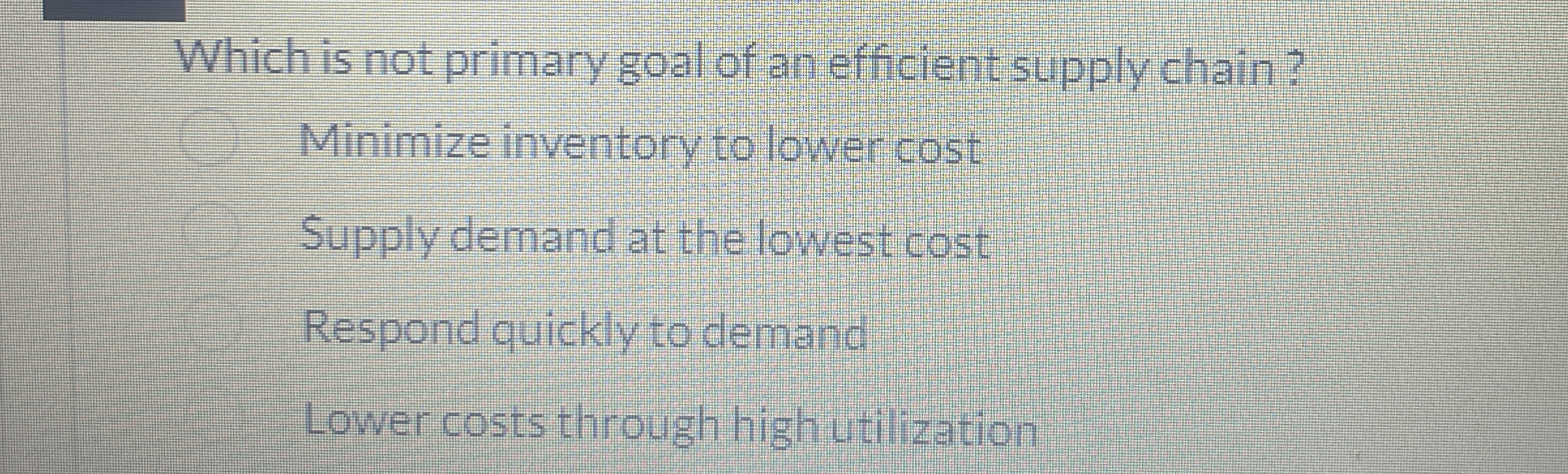 Solved Which is not primary goal of an efficient supply | Chegg.com