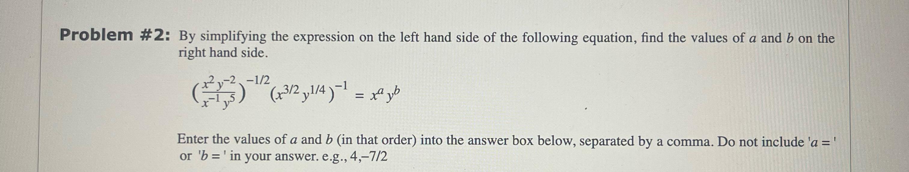 Solved Problem #2: By simplifying the expression on the left | Chegg.com