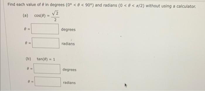 Solved Find each value of θ in degrees (0∘