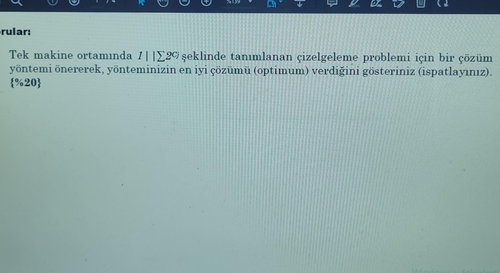 Tek makine ortamında 1||∑2Cj şeklinde tanımlanan | Chegg.com