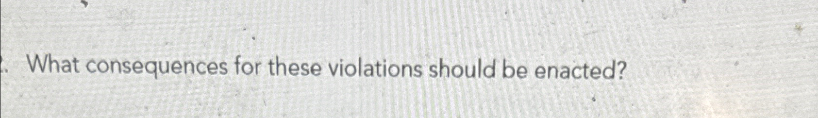 Solved What consequences for these violations should be | Chegg.com