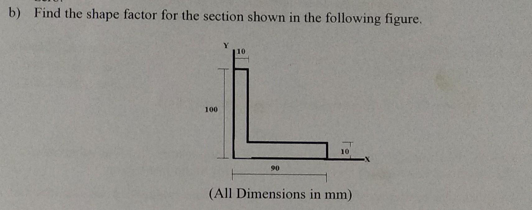 Solved b) Find the shape factor for the section shown in the | Chegg.com