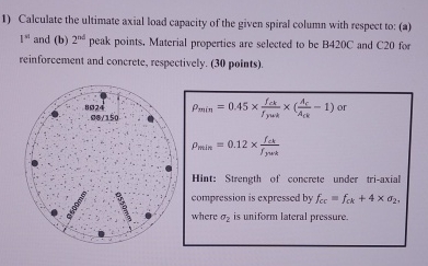 Solved Calculate the ultimate axial load capacity of the | Chegg.com