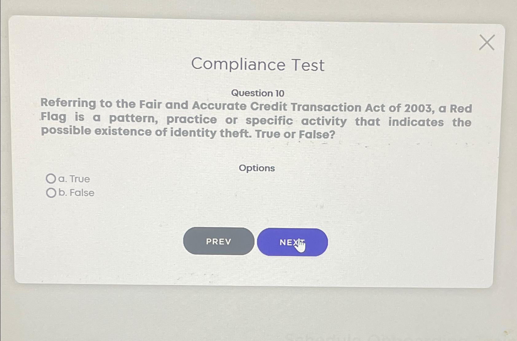 Solved Compliance TestQuestion 10Referring to the Fair and | Chegg.com