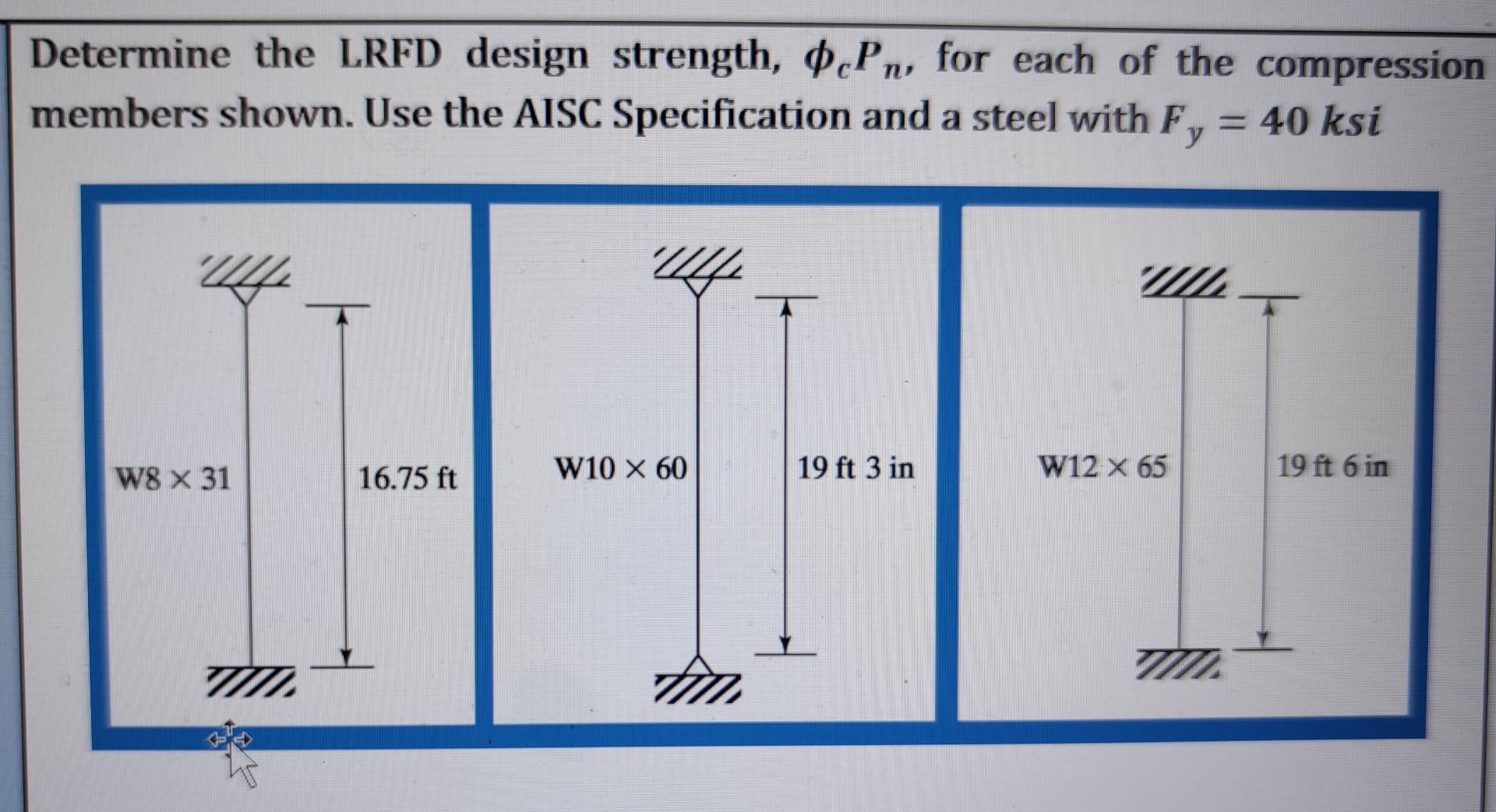 Solved Determine the LRFD design strength, ϕcPn, for each of | Chegg.com