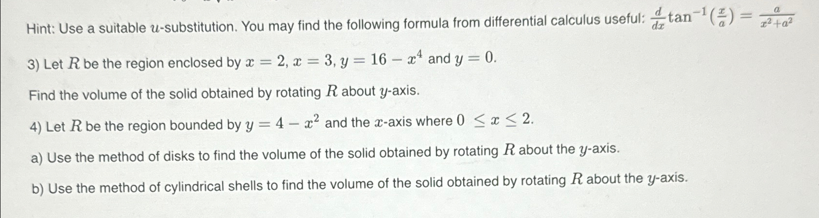 Solved Hint: Use a suitable u-substitution. You may find the | Chegg.com