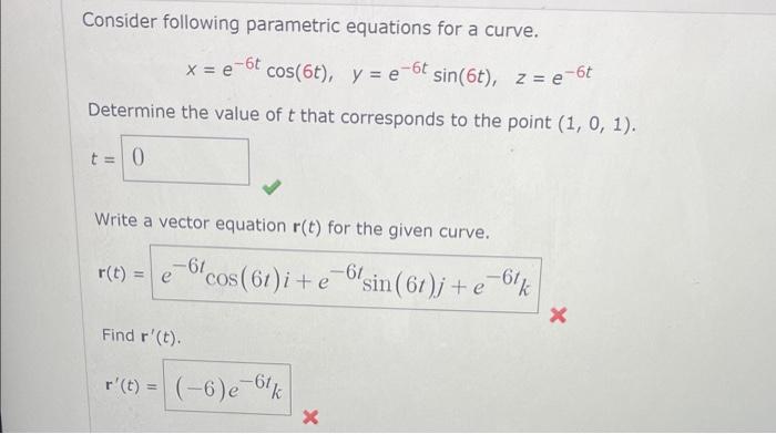 Solved Consider following parametric equations for a curve. | Chegg.com