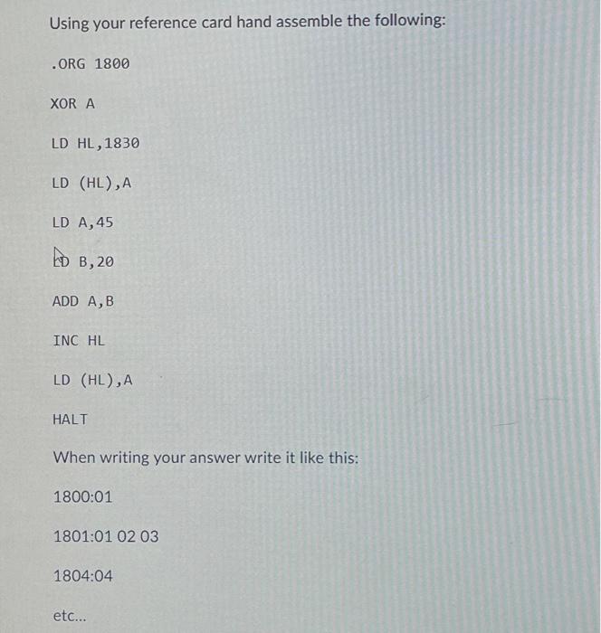 Solved Using your reference card hand assemble the | Chegg.com