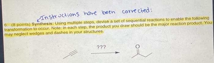 Solved 6. (8 points) Synthesis: Using multiple steps, devise | Chegg.com