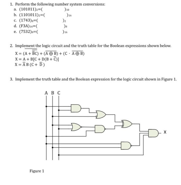 Solved 1. Perform the following number system conversions: | Chegg.com