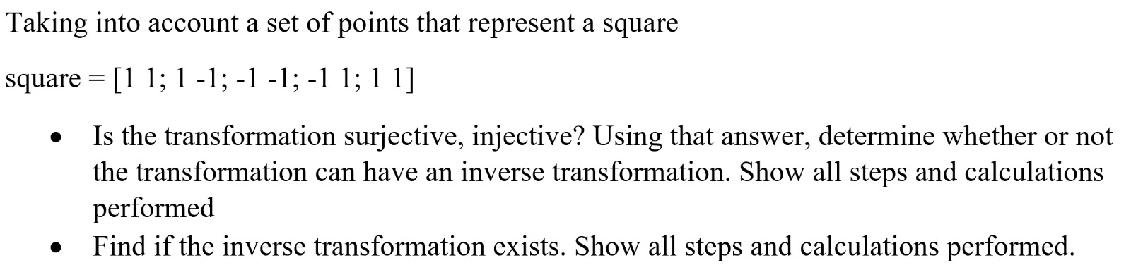 Solved Taking into account a set of points that represent a | Chegg.com