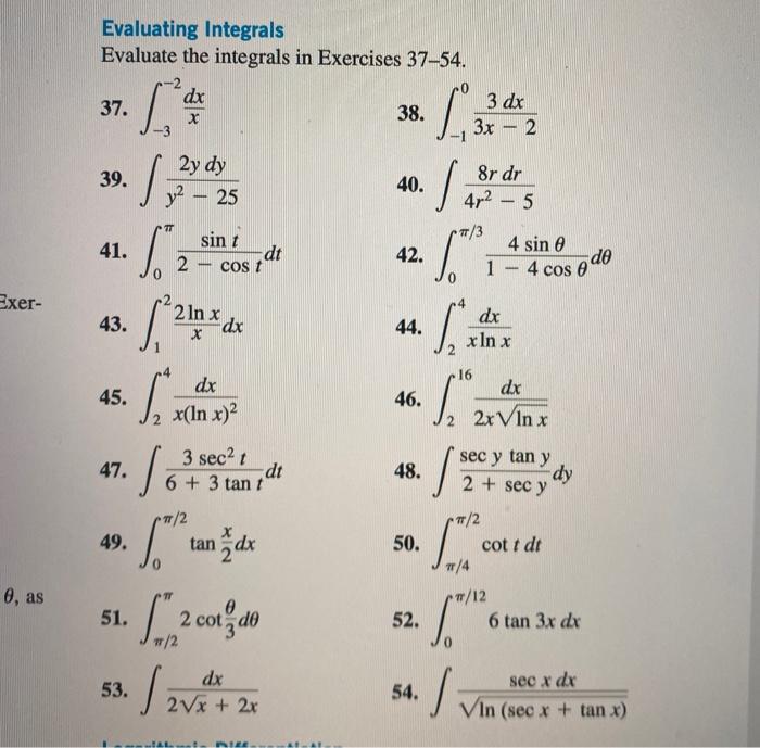 Solved Evaluating Integrals Evaluate the integrals in | Chegg.com