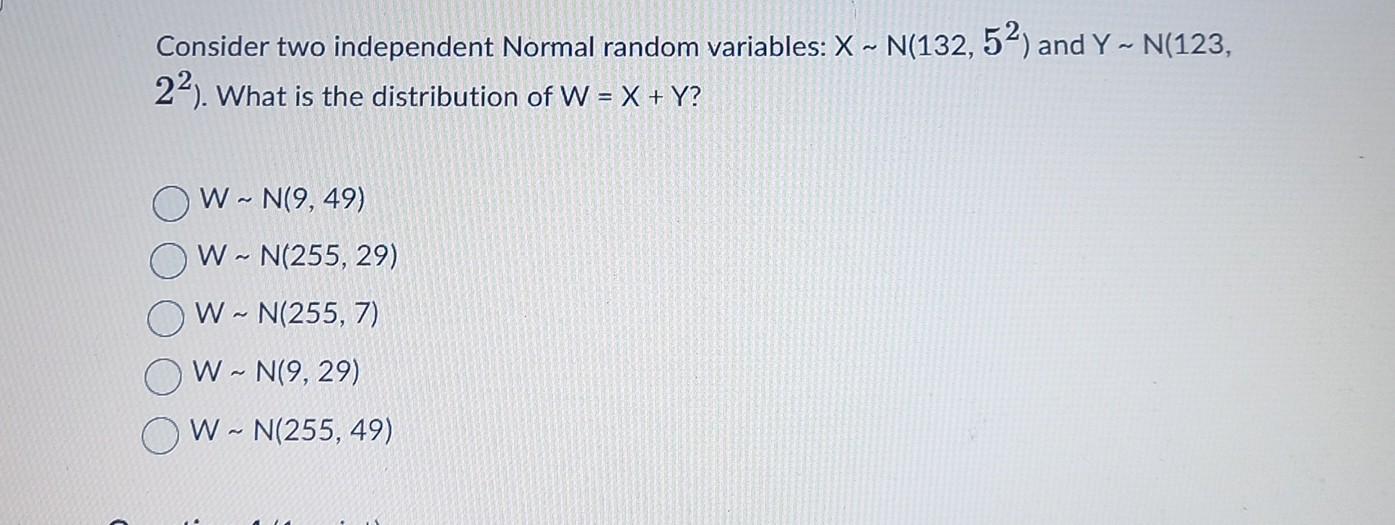 Solved Consider two independent Normal random variables: | Chegg.com