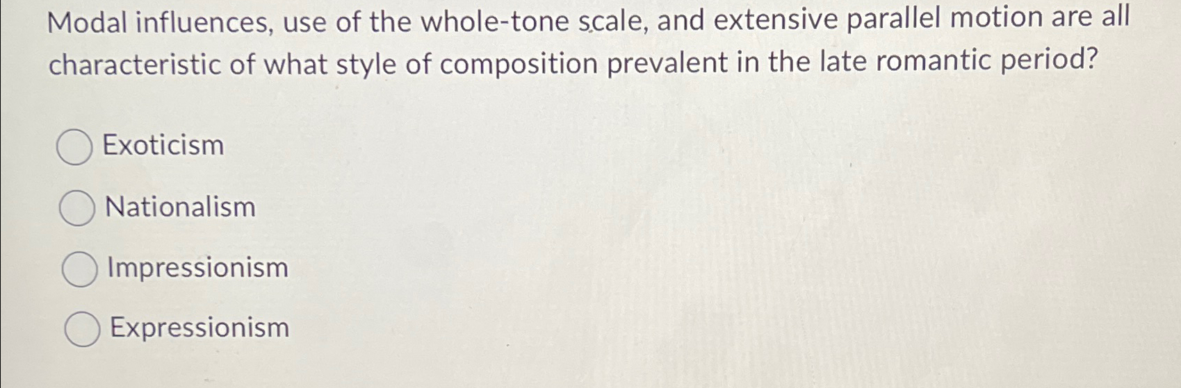 Solved Modal influences, use of the whole-tone scale, and | Chegg.com