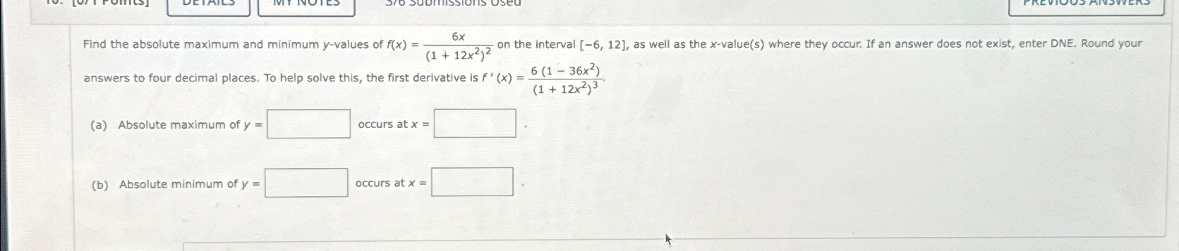 Solved Find the absolute maximum and minimum y-values of | Chegg.com
