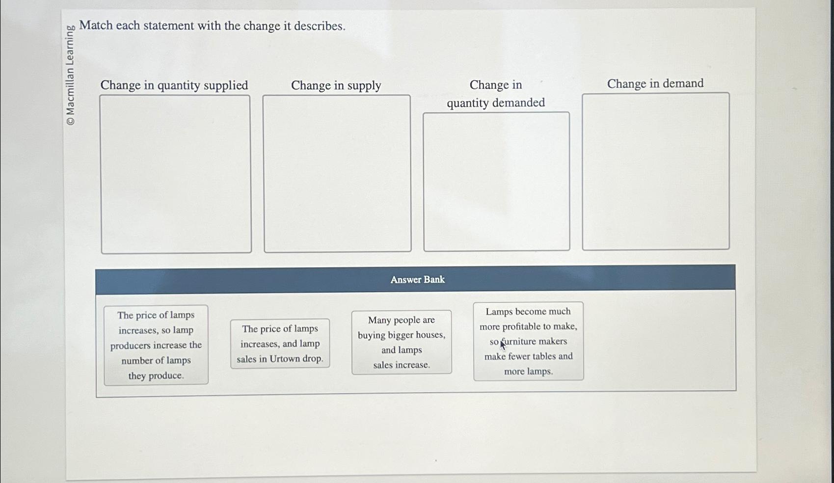 Solved Match each statement with the change it | Chegg.com