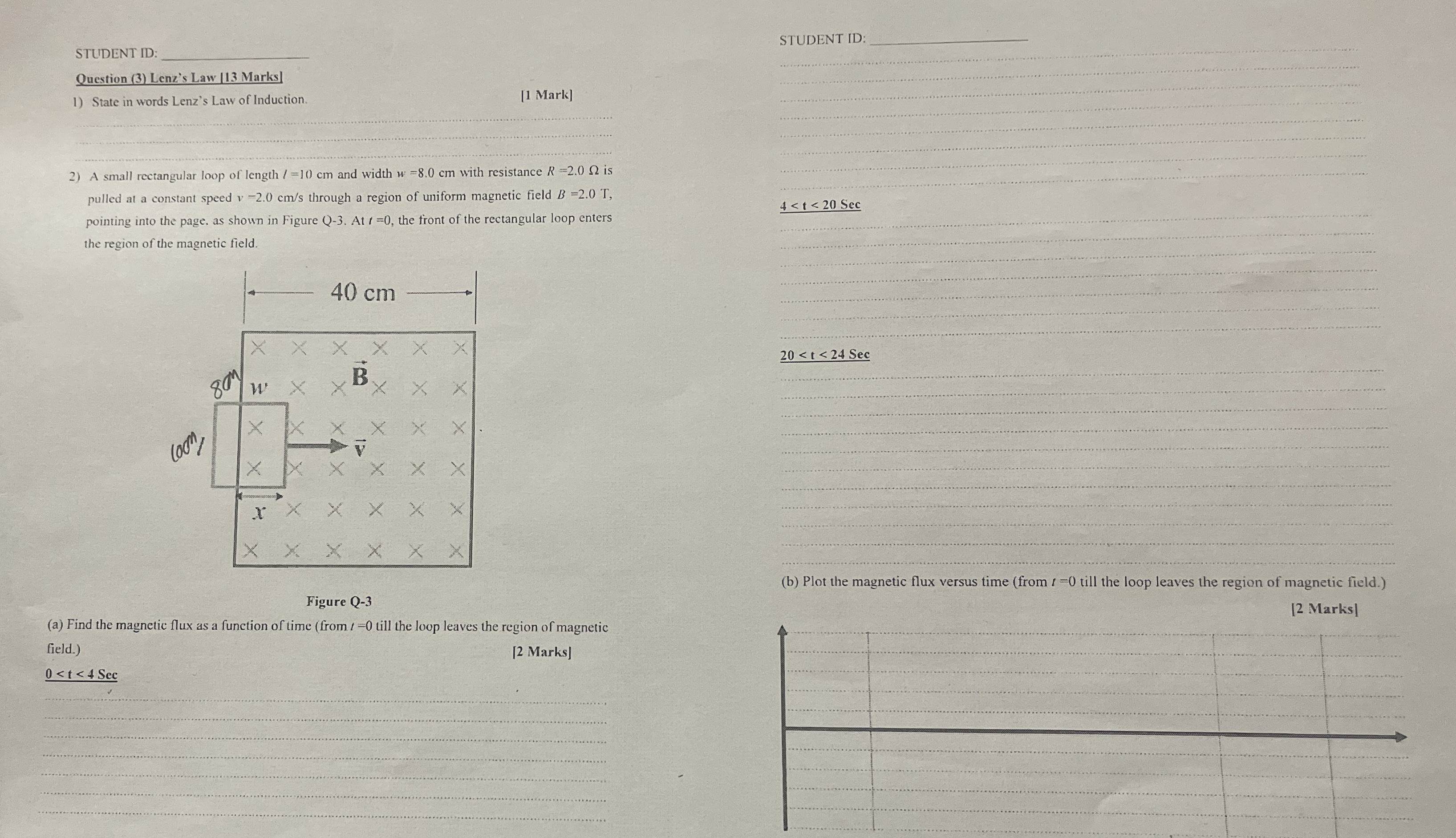Solved STUDENT ID: q,Question (3) ﻿Lenz's Law Marks]State | Chegg.com