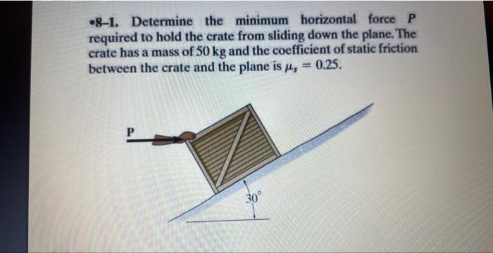 Solved 8 1 Determine The Minimum Horizontal Force P