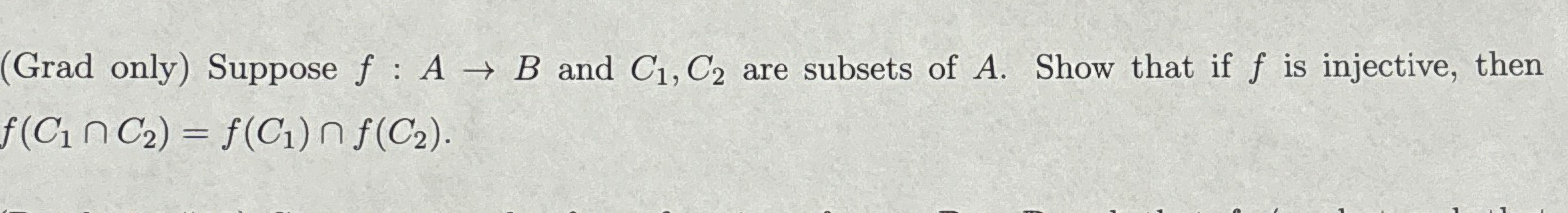 Solved Suppose f:A→B ﻿and C1,C2 ﻿are subsets of A. ﻿Show | Chegg.com