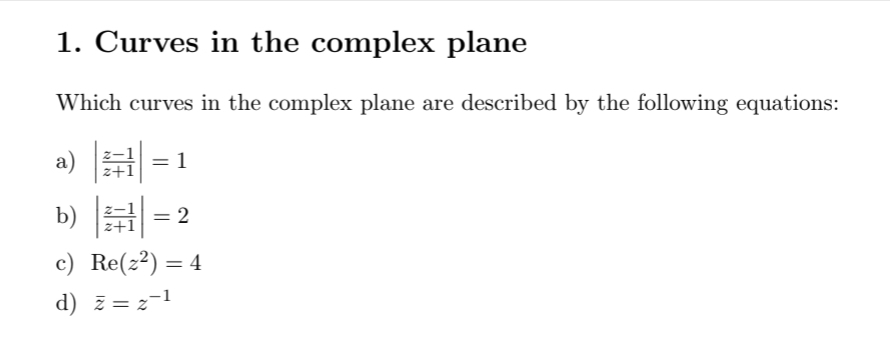 Solved Curves in the complex planeWhich curves in the | Chegg.com