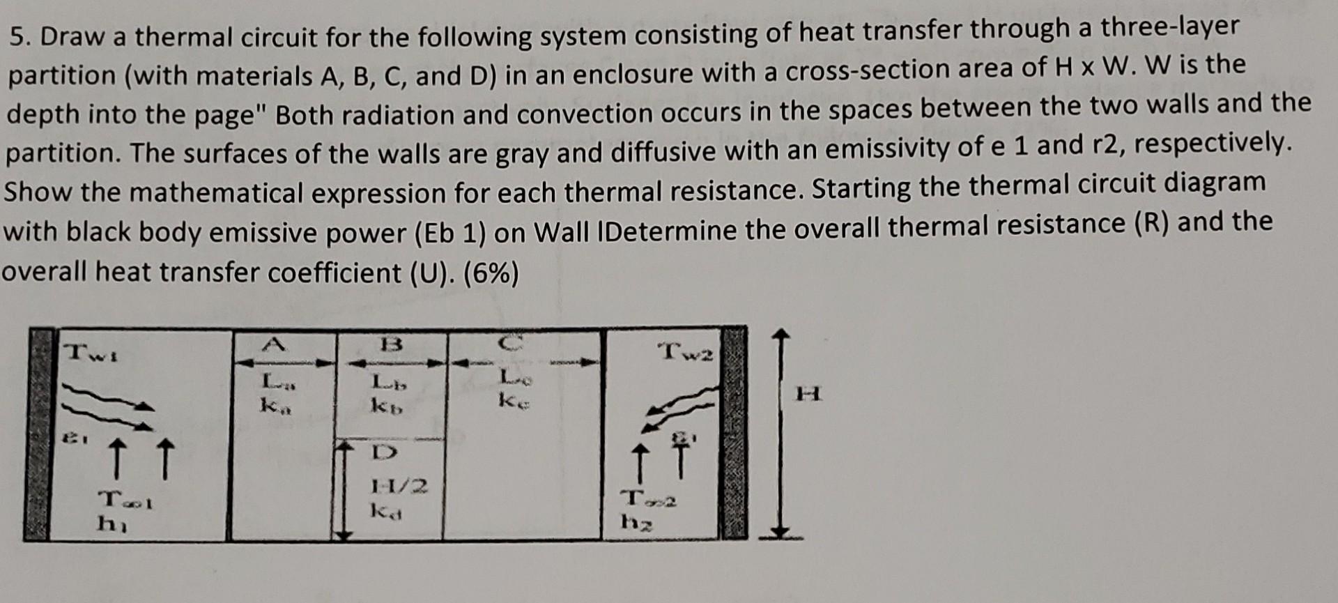 Solved 5. Draw a thermal circuit for the following system | Chegg.com