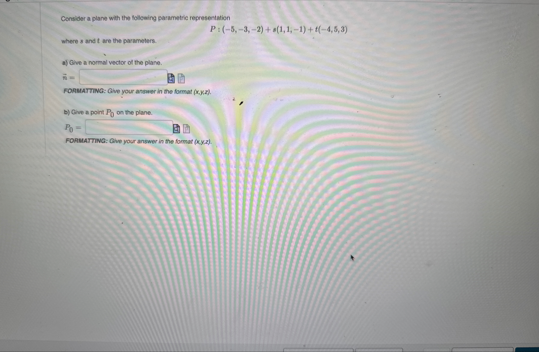 Solved Consider a plane with the following parametric | Chegg.com