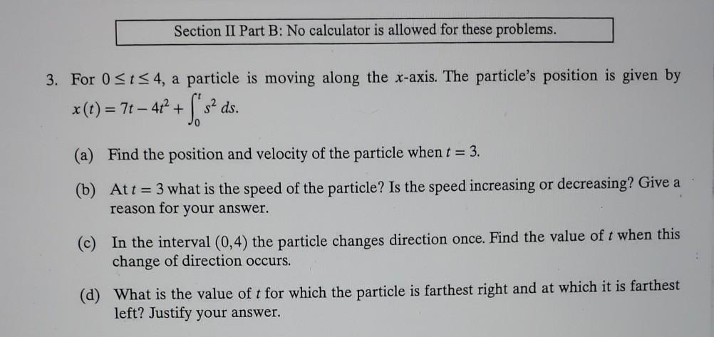 Solved Section II Part B: No calculator is allowed for these | Chegg.com