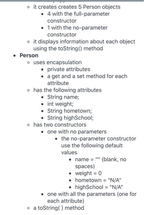 Solved Deliverables A zipped Java project according to the | Chegg.com