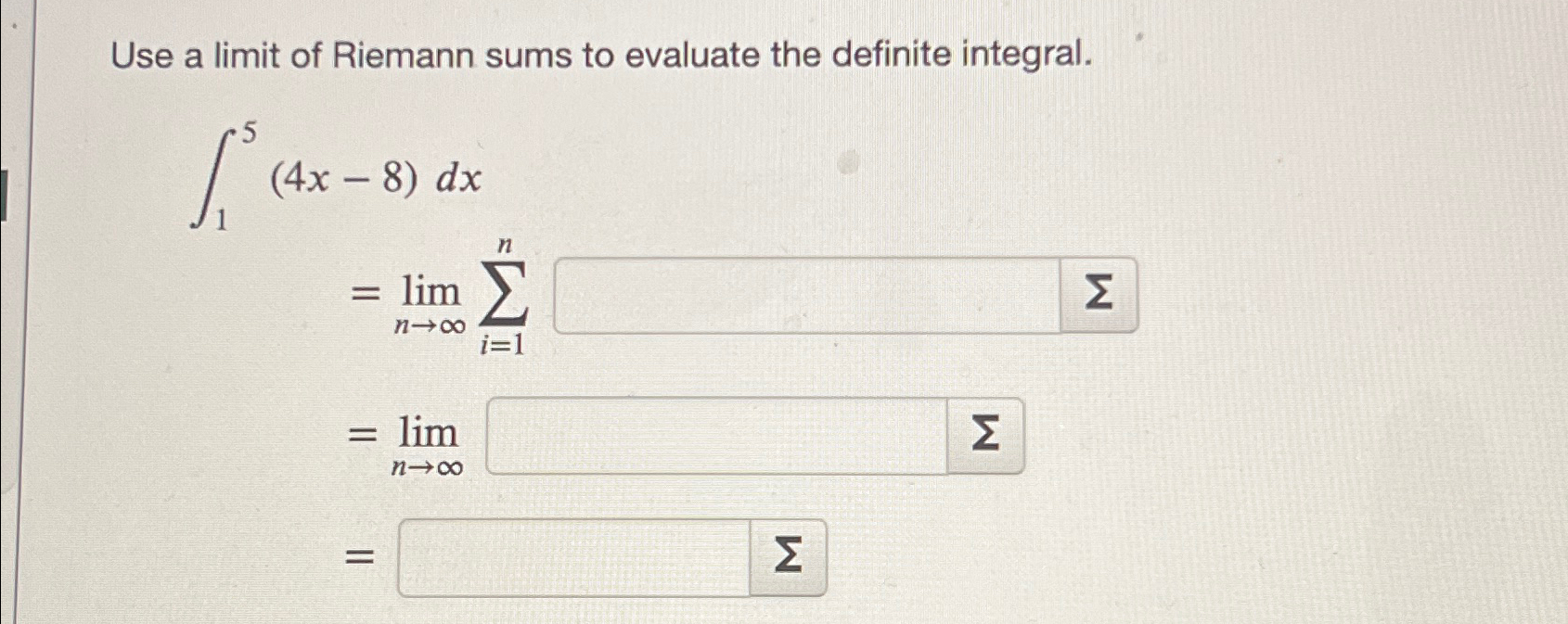 Solved Use a limit of Riemann sums to evaluate the definite | Chegg.com