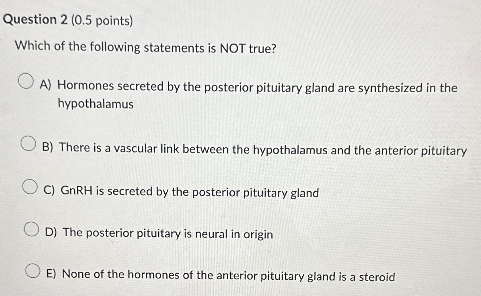 Solved Question 2 ( 0.5 ﻿points)Which of the following | Chegg.com
