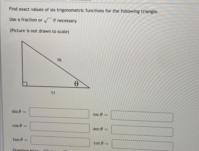 Solved Find exact values of six trigonometric functions for | Chegg.com