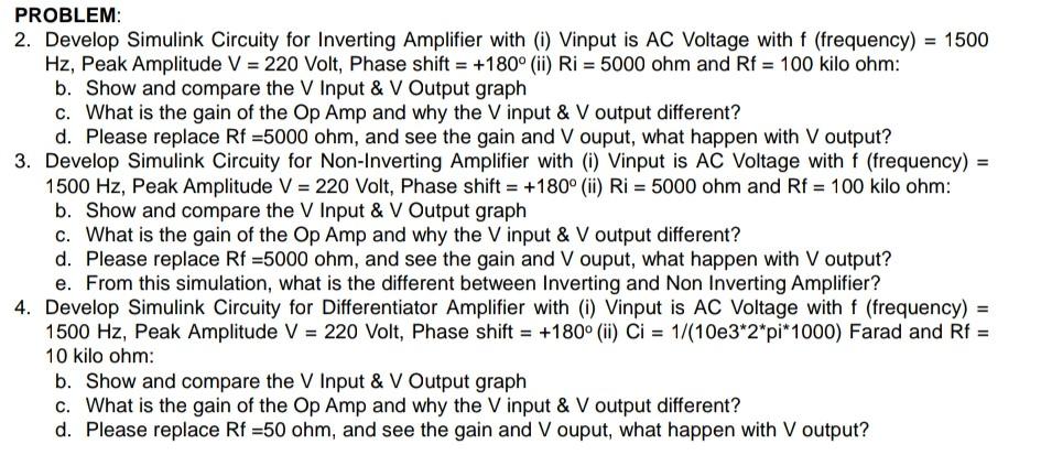PROBLEM: 2. Develop Simulink Circuity for Inverting | Chegg.com