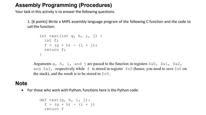 Solved Assembly Programming (Procedures) Your task in this | Chegg.com